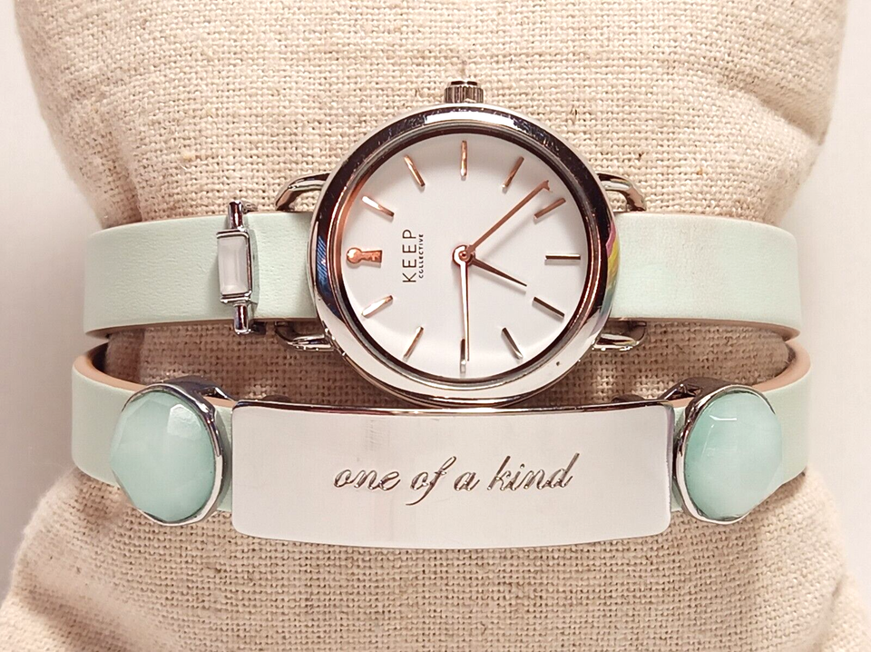 KEEP Collective Silver June Birthstone, Round Timekey Watch, Double ...