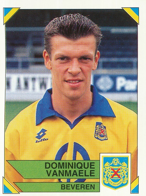 072 DOMINIQUE VANMAELE # BELGIQUE SK.BEVEREN - STICKER FOOTBALL 95 ...