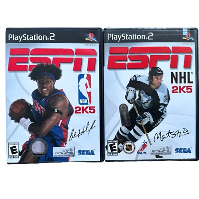 ESPN NHL 2K5 & NBA PS2 2004 CIB Disc is NEAR MINT Black Label Set Of 2 ...