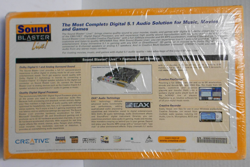 NIB Creative Labs Sound Blaster Live! 5.1 Sound Card NEW sealed | eBay