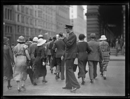 Athlete George Golding walking on a street in uniform, NSW, 9 Febr- Old ...