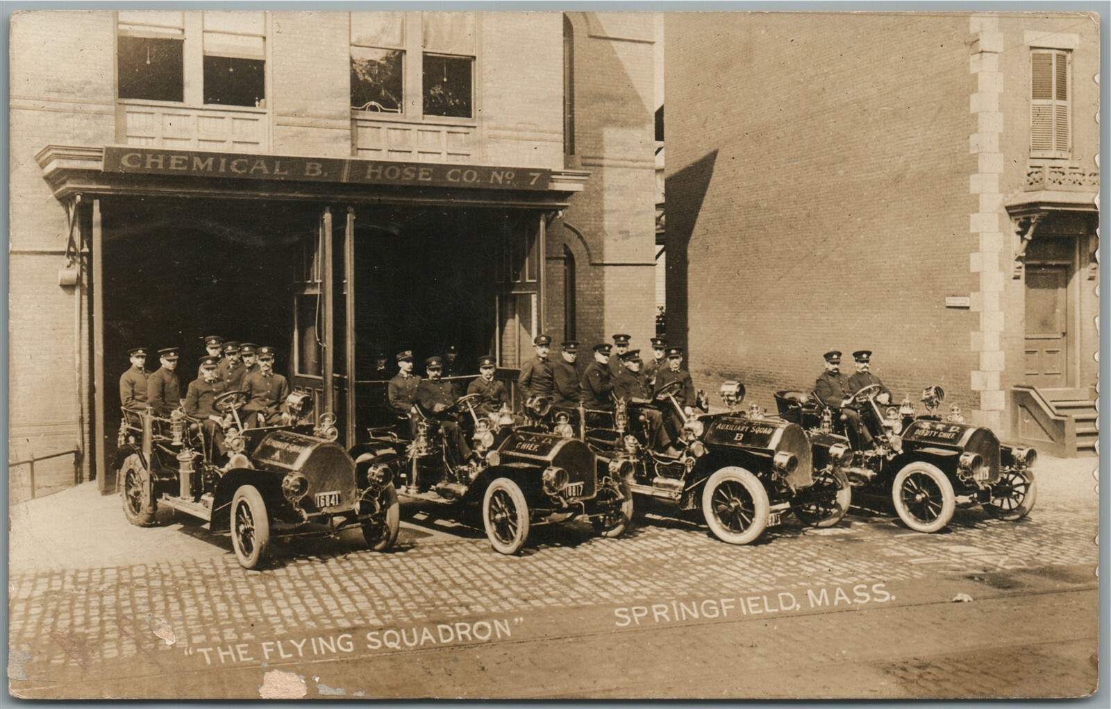SPRINGFIELD MA FIRE FIGHTERS FLYING SQUADRON ANTIQUE REAL PHOTO ...