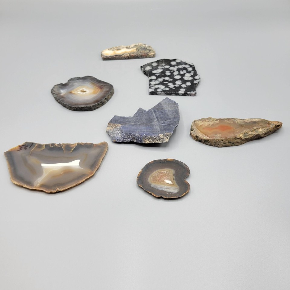 Lot of 7 Polished Geode Agate Jasper Stone Slices Crafting Display ...