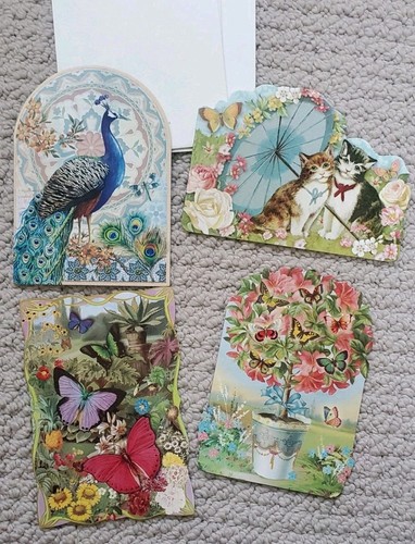 Punch Studio Note Cards Die Cut Butterfly Kitten Peacock Victorian Set ...