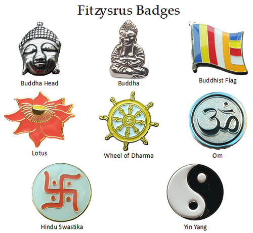 8 Piece Buddhist Pin Badge Set Buddha Symbol Collection | eBay