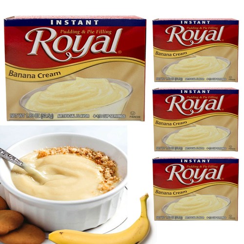 4 Pk Royal Instant Pudding Mix Banana Cream Flavor Crepe Pie Filling 1 ...
