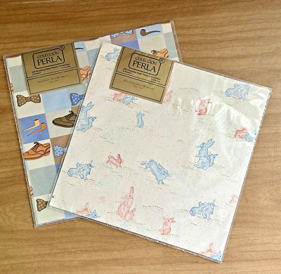 Vintage Gift Wrapping Paper Made in Spain 2 Packages NOS Bunnies ...