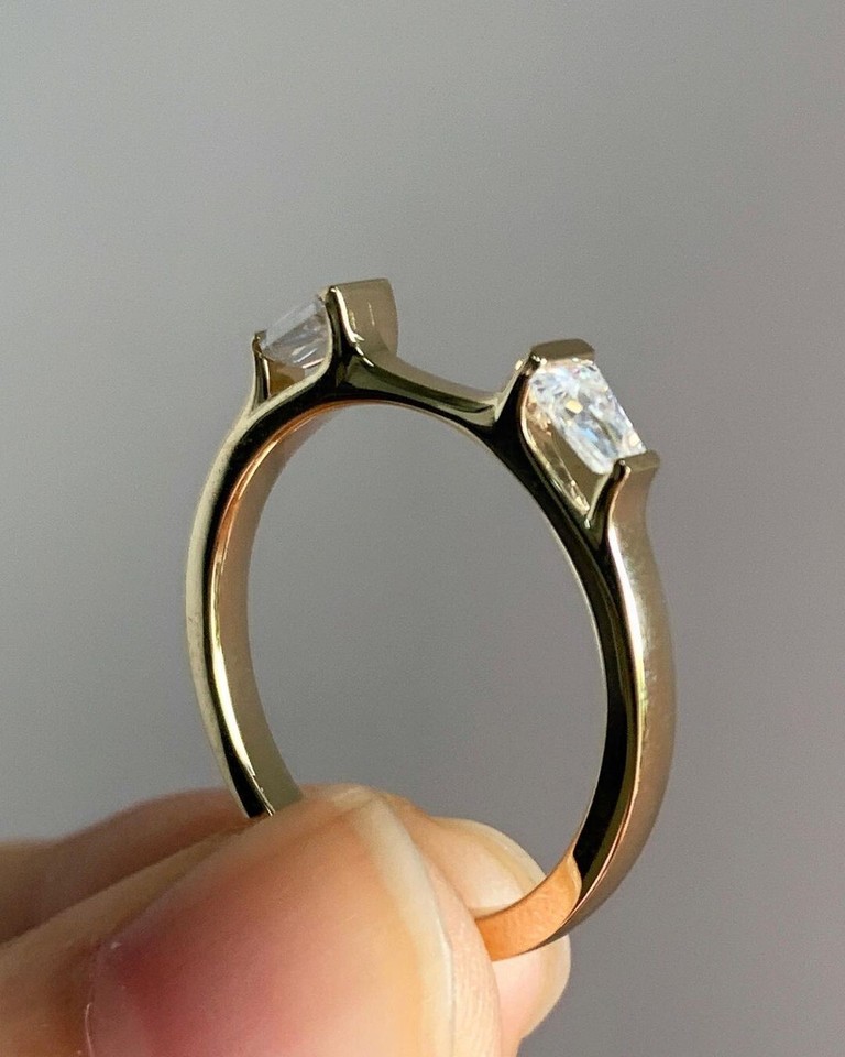 Fancy 0.80CT Trapezoid Cut Cubic Zirconia 925 Sterling Silver Promise ...