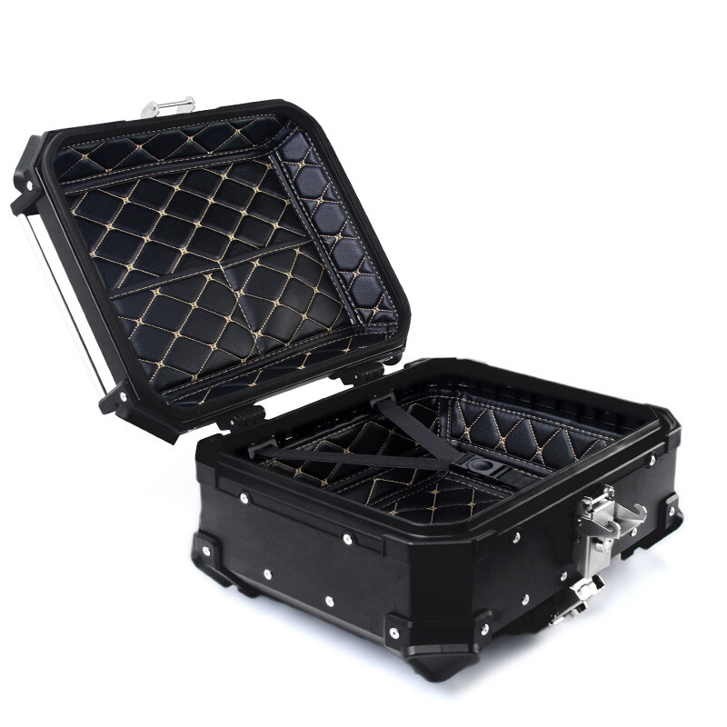 28L Motorcycle Rear Top Luggage Case Black Aluminium Alloy Tail Carrier ...