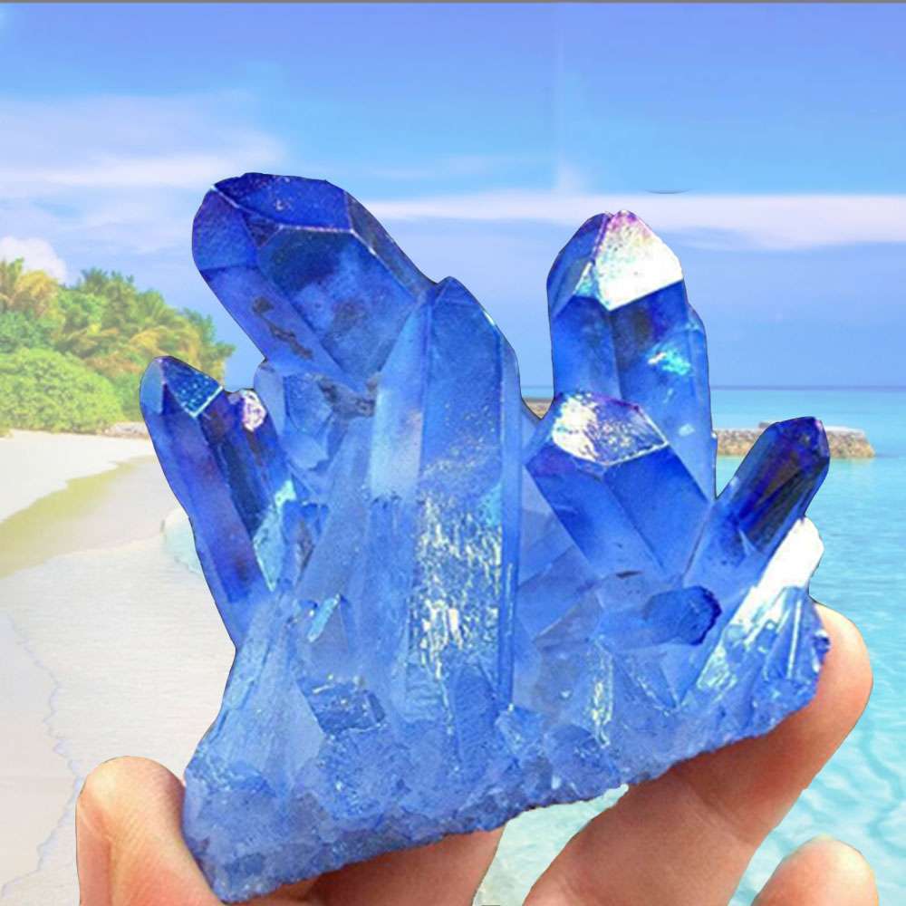 Natural Blue Crystal Gems Stone Cluster Mineral Specimen Reiki Healing ...