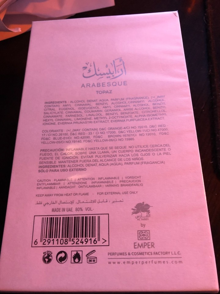 Arabesque Topaz By Al Fares.3.4oz.EDP.Unisex.NIB& IMPORTED | eBay