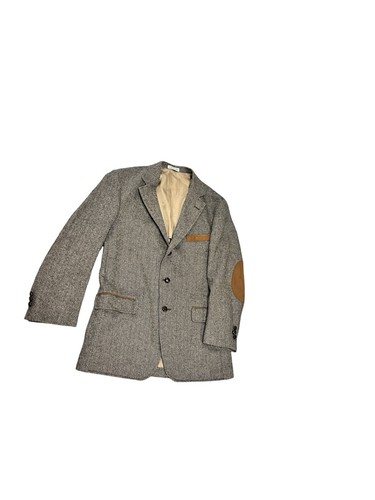 Vtg Orvis Brown Wool Herringbone Blazer Sports Coat 42R Suede Elbow ...