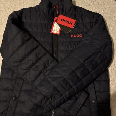 Men Hugo BOSS, Mid Weight Puffer Jacket, Dark Navy Blue Size Small NWT ...