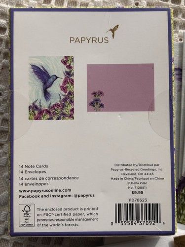 Papyrus: Bella Pilar 14 Hummingbird Blank Notecards Gold Foil Stickers ...