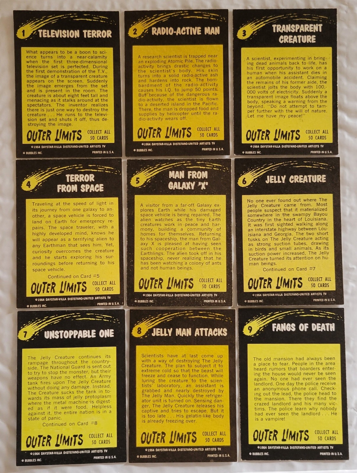 1964 Topps Outer Limits Complete 50 Card Set+Custom Binder+3 Reprint ...