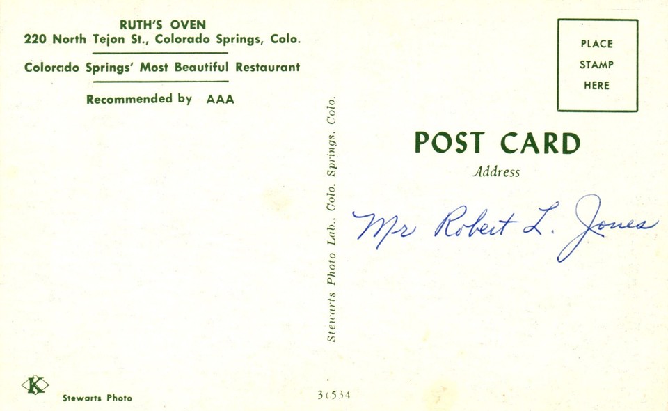 Postcard Ruth's oven restaurant Colorado Springs, Colorado | eBay