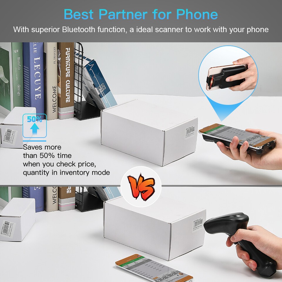 Eyoyo 2D QR Bluetooth Barcode Scanner Bar Code Reader Back Clip Cover ...