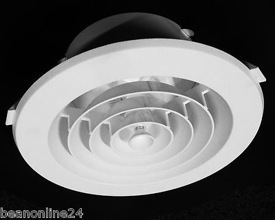 150mm Round Air Vent / Grille / Diffuser Ducted with Adjustable Flow ...