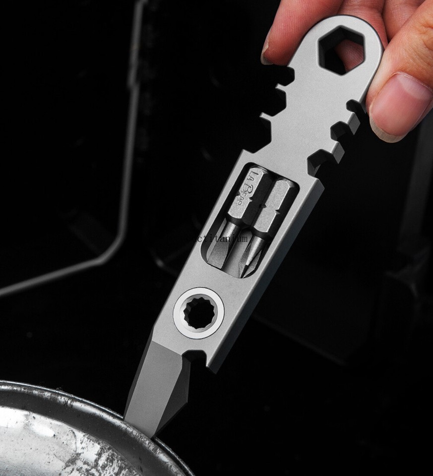 New Titanium Alloy Ratchet Wrench Pocket Pry Bar Crowbar Tool Opener ...