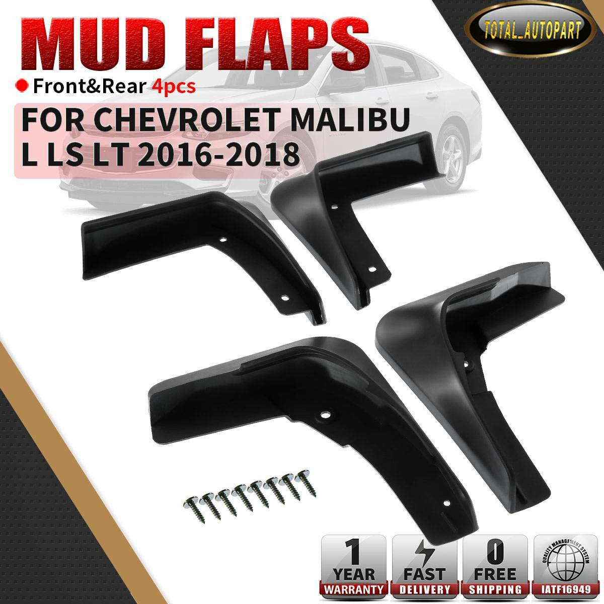 4x RH + LH Splash Guards Mud Flaps Molded for Chevrolet Malibu 2016 ...