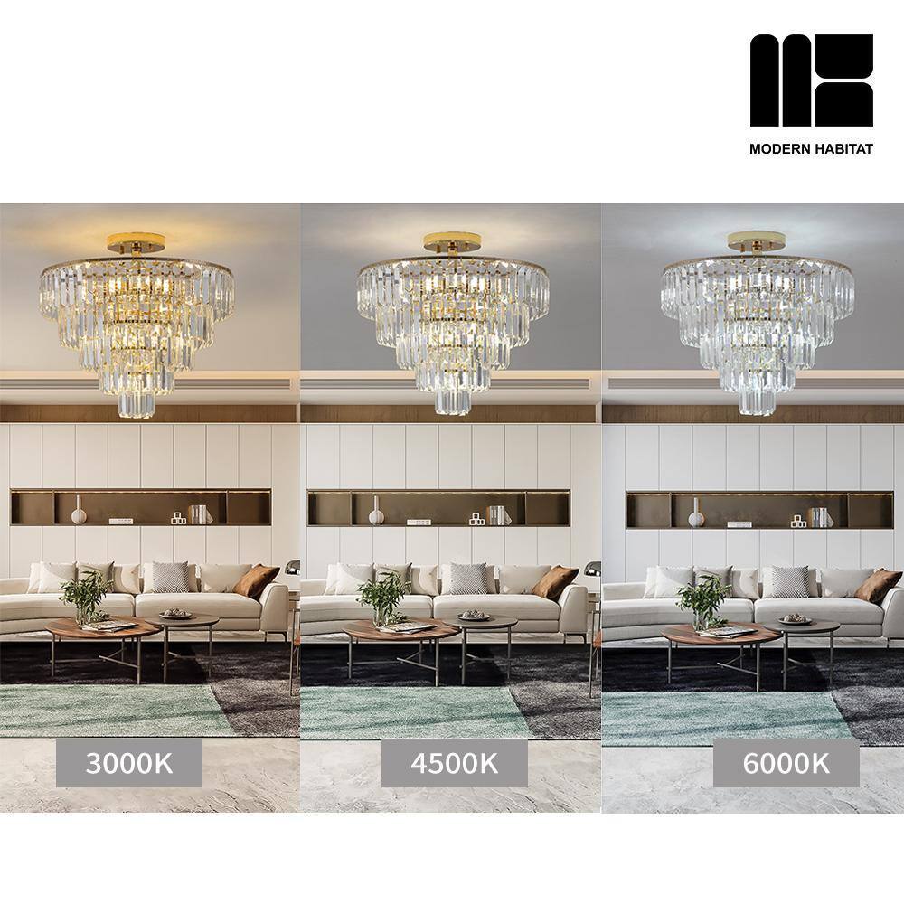 MODERN HABITAT Bocca 10-Light Gold Crystal Chandelier w/ no Bulbs ...