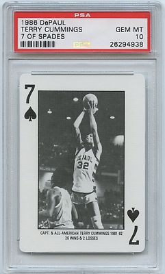 1986 DePaul Playing Cards TERRY CUMMINGS - 7 of Spades - PSA 10 GEM MT ...