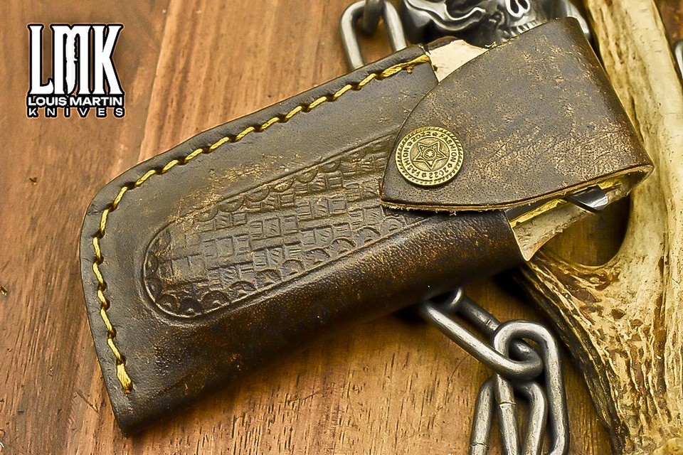 LMK Hand Crafted Rain Drop Damascus Folding Knife Ram's Horn Liner Lock ...