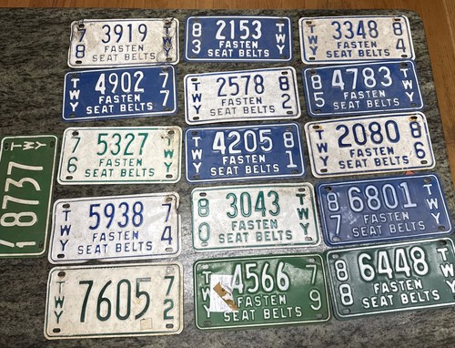 16 Lot Vintage New York State Thruway license plate fasten seatbelt ...