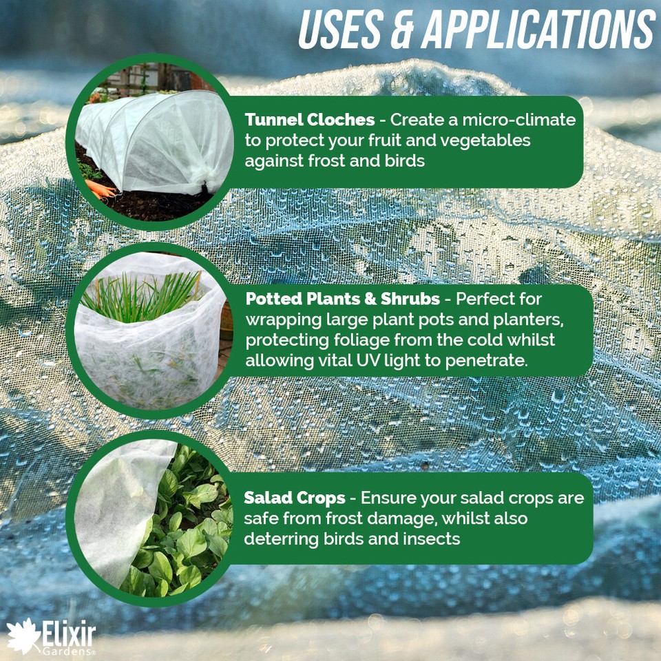 2m Wide Garden Frost Fleece | Cold Weather Winter Plant Warming | 5m ...