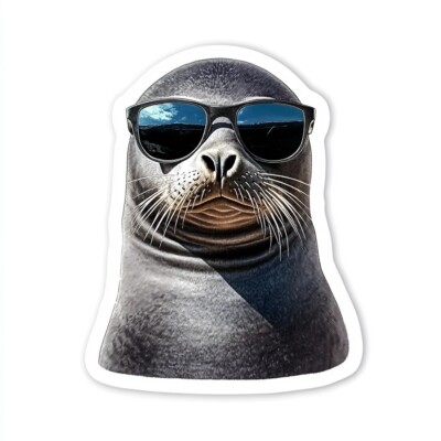XXL 18X18 Autoaufkleber Robbe mit Brille Aufkleber Wetterfester Vinyl ...