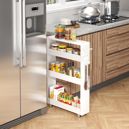 Slim Rolling Can Spice Racks Kitchen Storage Organizer Metal Space ...