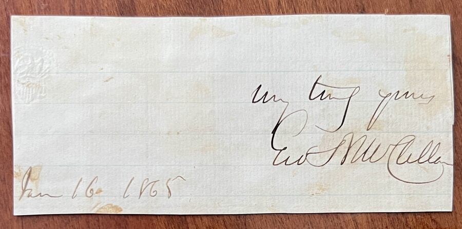 War Date General George B. McClellan Autograph | eBay