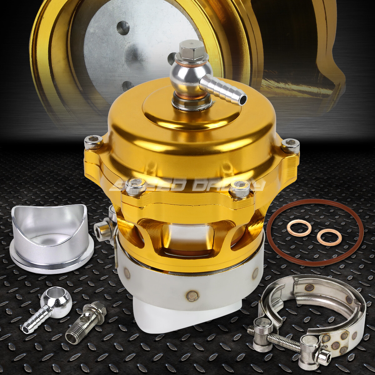 50MM ALUMINUM GOLD TURBOCHARGER 360 VENT BLOW OFF VALVE BOV 35PSI BOOST ...
