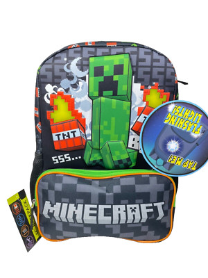 Minecraft Light Up TNT 17" Creeper Backpack Flashing Lights | eBay