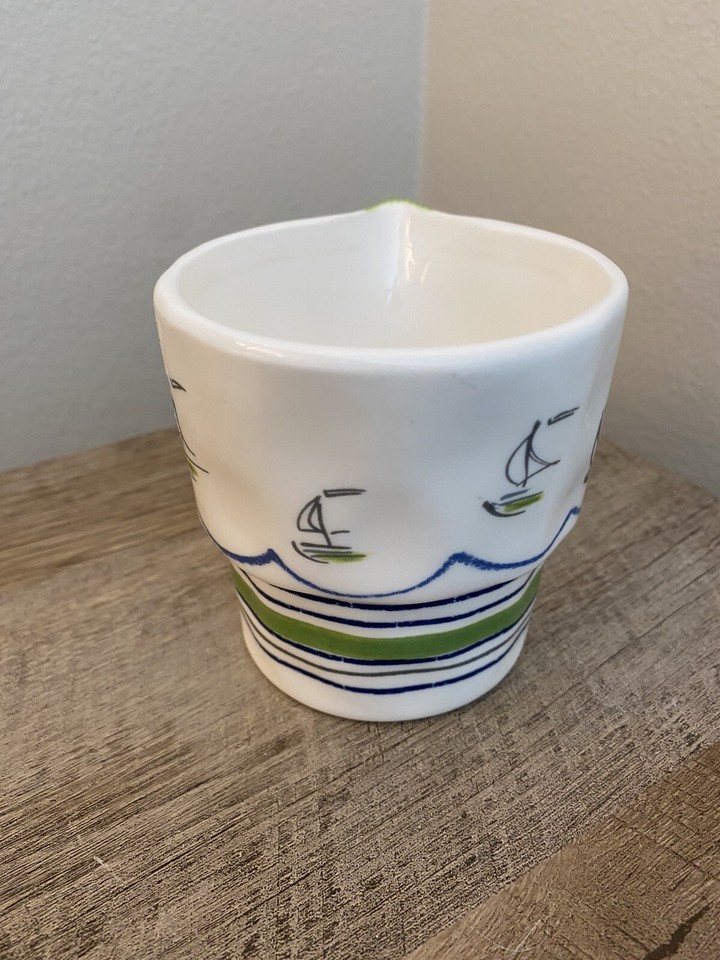 Anthropologie Sailboat Coffee Mug 10oz Cup Coastal Beach Sailing Boats ...