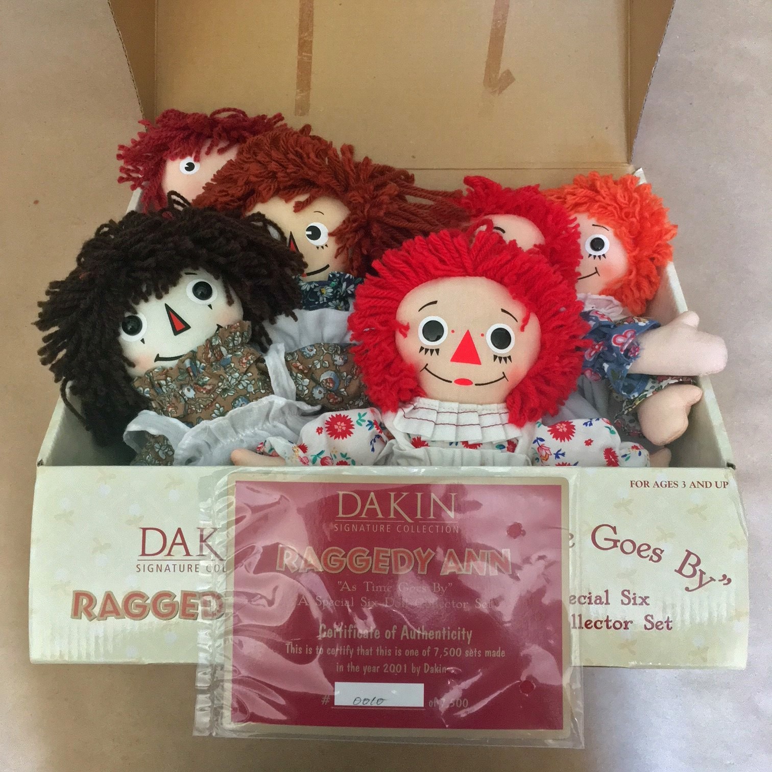 NEW LIMITED EDITION Set of Signed 2001 Dakin "As Time Goes By" Raggedy ...