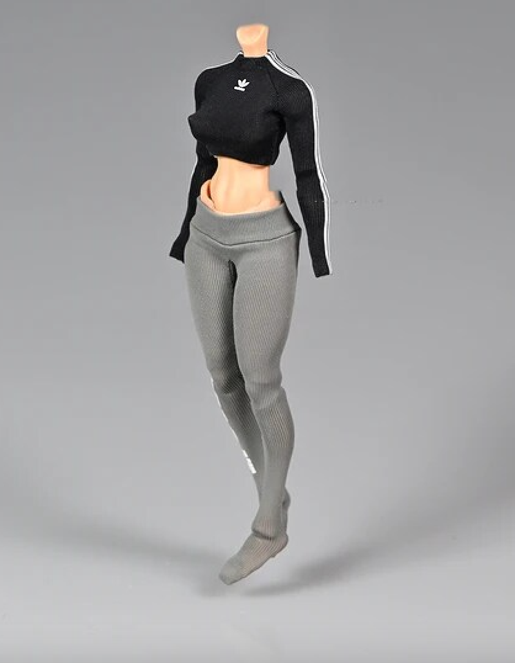 SUP-LSHT-BLK: 1/12 slim fit stripe long sleeve shirt for 6" female ...