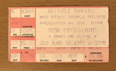 1993 BUTTHOLE SURFERS / STONE TEMPLE PILOTS MESA AZ. CONCERT TICKET ...