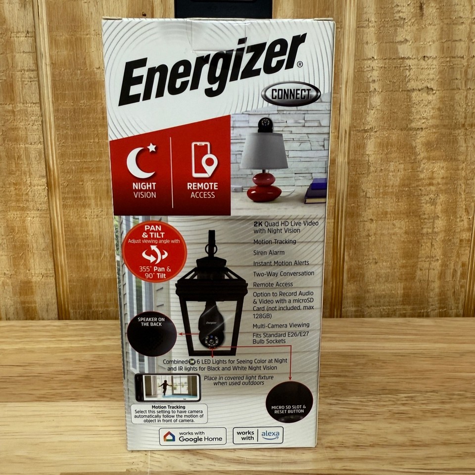 Energizer Smart Wifi Indoor/Outdoor Socket Pan/Tilt Camera, Black | eBay