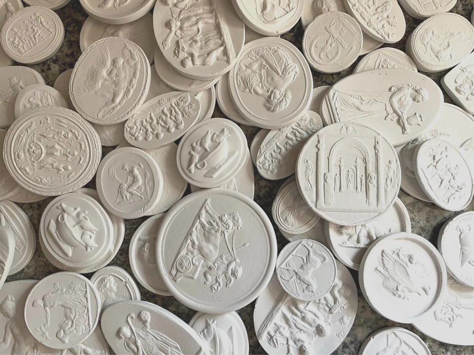 LOT of 20 White Plaster Intaglios Cameos Grand-Tour Style Made USA FREE ...