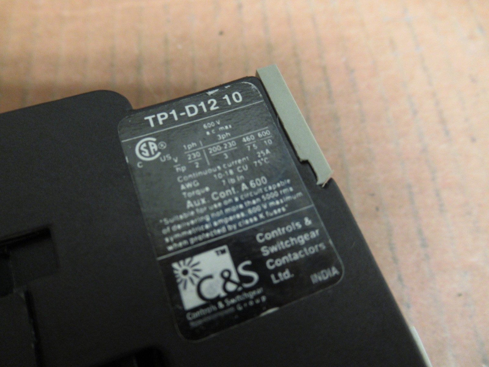 C & S / TC CONTACTOR TP1-D1210 12A A AMP 24V COIL TP1D1210 | eBay