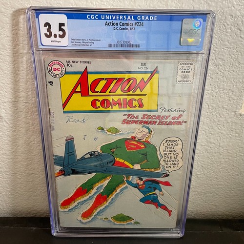 Action Comics 224 CGC 3.5 WHITE PAGES Silver Age DC 1957 Superman comic book | eBay