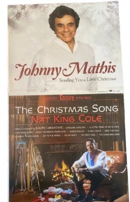 Set lot 2 Nat King Cole Christmas Song Johnny Mathis Sending You vinyl ...