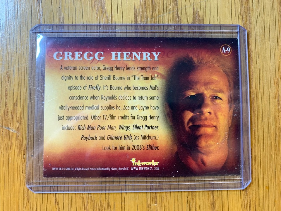 FIREFLY 🔥 Autograph Card #A-9 Gregg Henry as "Sheriff Bourne" Inkworks ...