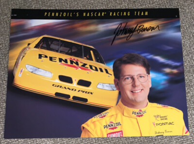 Johnny Benson Signed 1996 Pennzoil NASCAR Postcard Hero Card Auto COA x ...