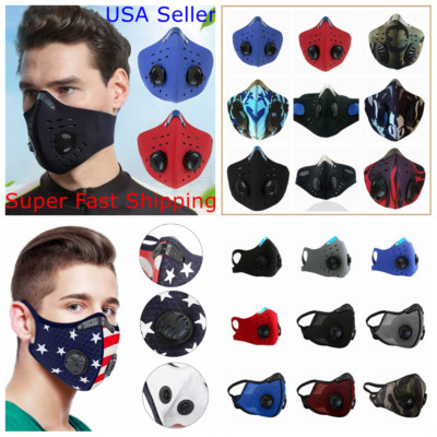 ⭐Face Mask Reusable Covering with Dual Valve Washable Breathable Unisex ...