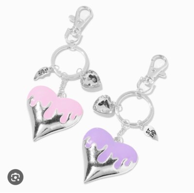 Claire’s Best Friends Dripping Hearts Keyrings - 2 Pack Valentine’s Day ...
