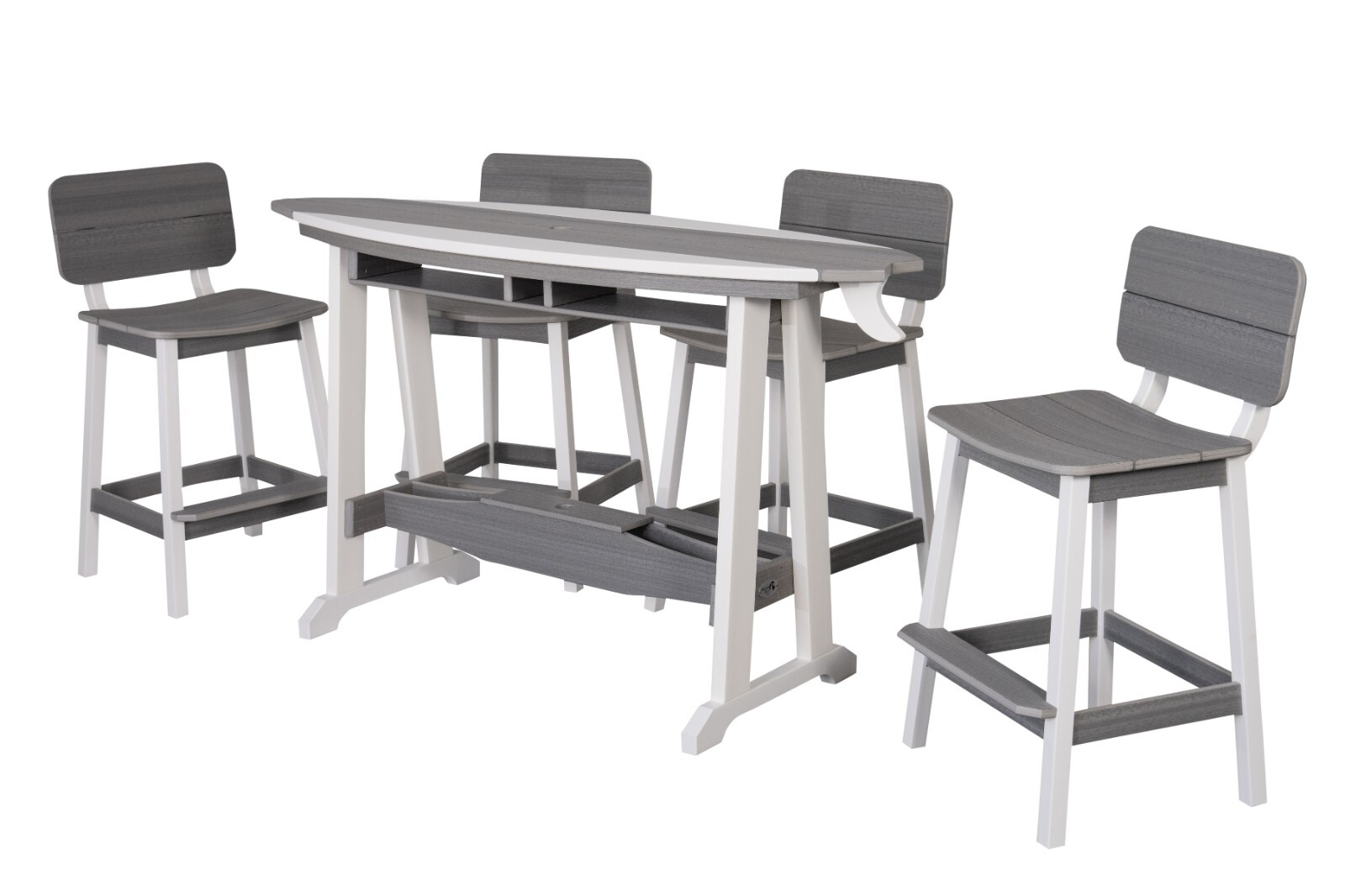 Amish-Made 8' Surfboard-Shaped Poly Bar Table and Bar Stool Set | eBay