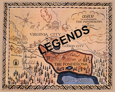 BONANZA - MAP of The PONDEROSA 8" x 10" Color REPRINT Autographed Photo ...