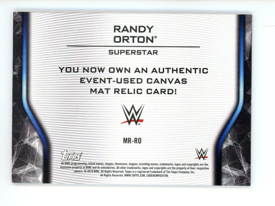 2019 WWE SmackDown Live Mat Relics Randy Orton #MR-RO | eBay